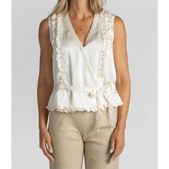 Saintart | Tops | New Saint Art Ryan Silk Wrap Top In Ivory | Poshmark
